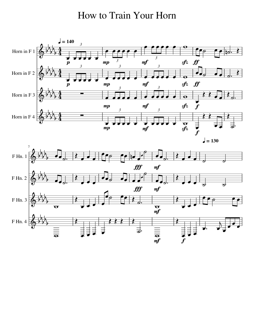 Test Drive – John Powell How to Train Your Horn 楽譜 フレンチホルン (ブラスカルテット ...