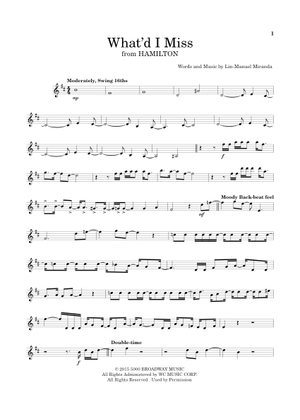What'd I Miss? の公式楽譜を演奏する by Lin-Manuel Miranda ピアノ, ボーカル | MuseScore.com