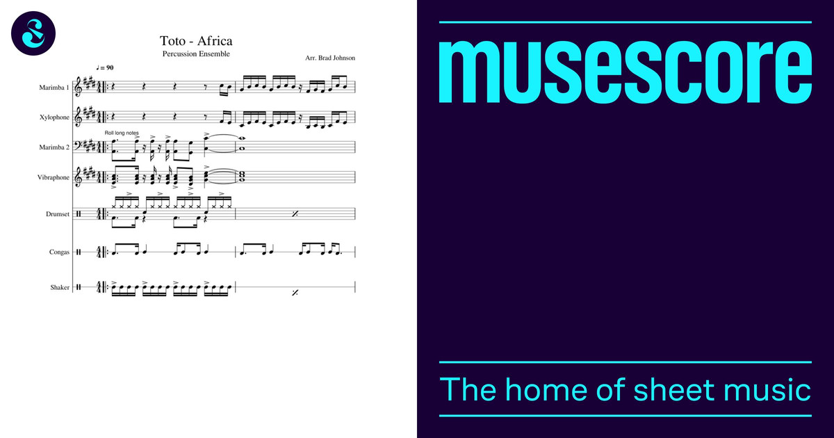 Toto - Africa Percussion Ensemble Sheet Music for Vibraphone, Drum ...