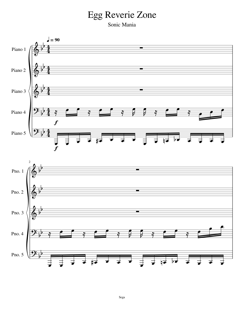Egg Reverie Zone 楽譜 ピアノ (混合クインテット) | MuseScore.com