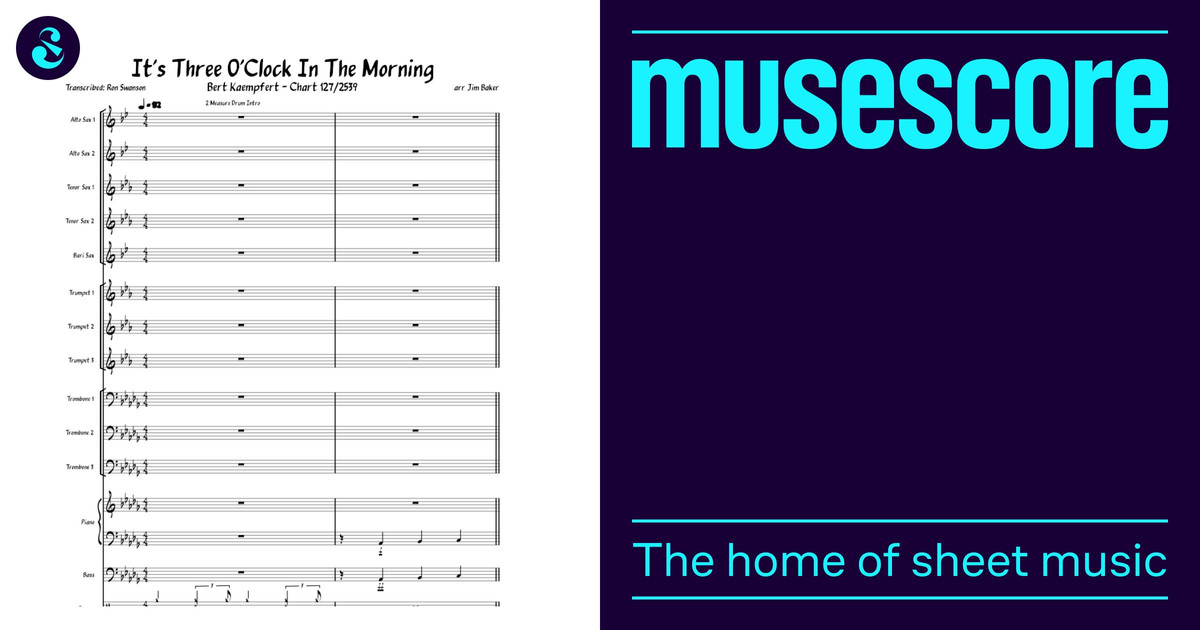 It's Three O'Clock In The Morning (Kaempfert) - arr Jim Baker 楽譜 コード付き ...