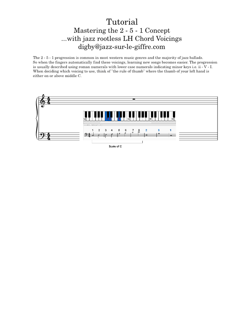 2 - 5 - 1 Tutorial with Examples Sheet Music with Chords for Piano ...