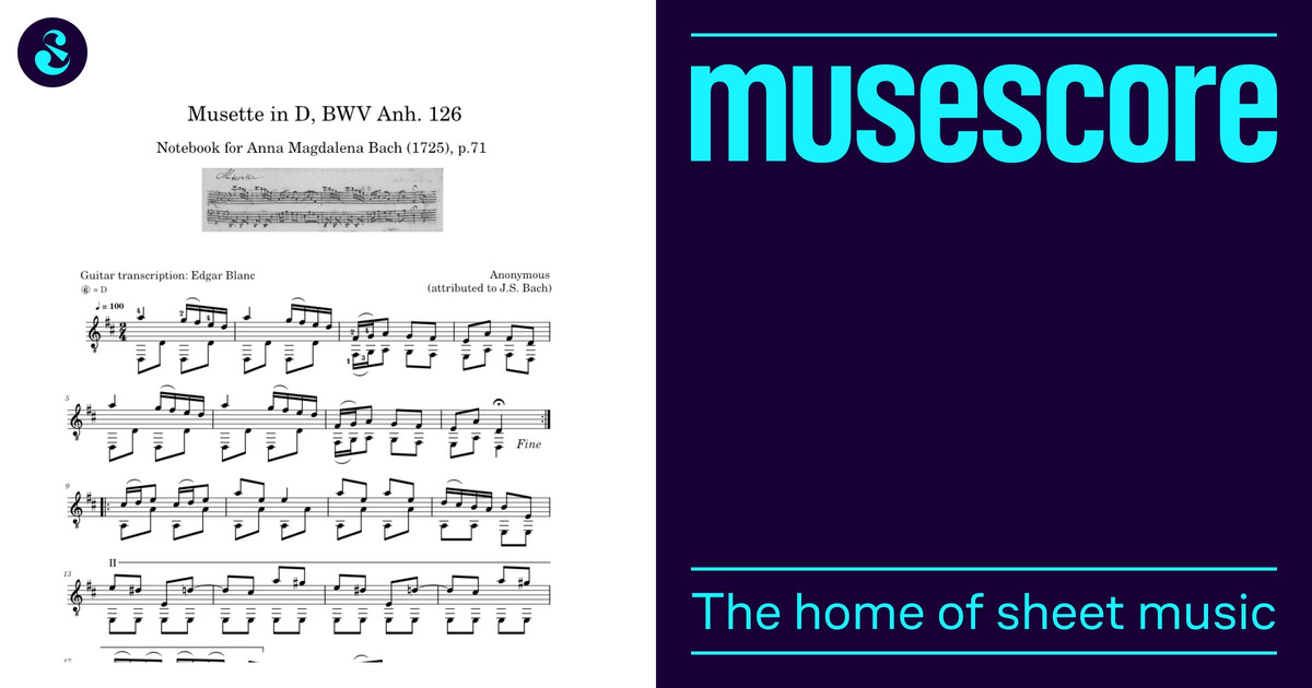 Musette in D major, BWV Anh.126 – Johann Sebastian Bach 楽譜 ギター (ソロ ...