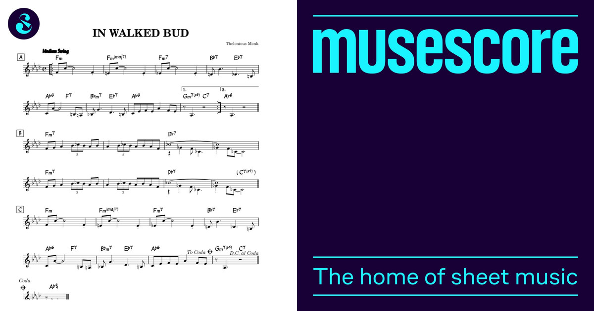 In Walked Bud [lead sheet] – Thelonious Monk 楽譜 コード付き フレンチホルン (ソロ ...