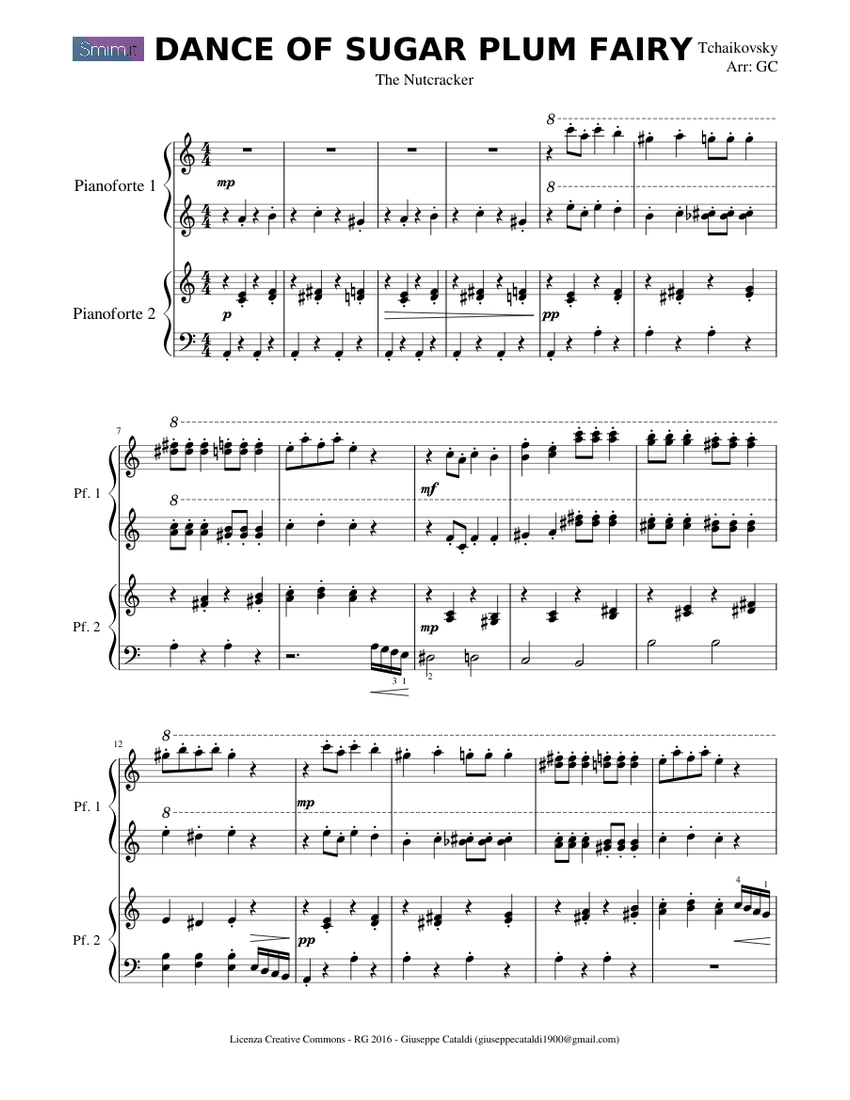The Nutcracker: Dance of the Sugar Plum Fairy (Tchaikovsky) 楽譜 ピアノ (ピアノ ...