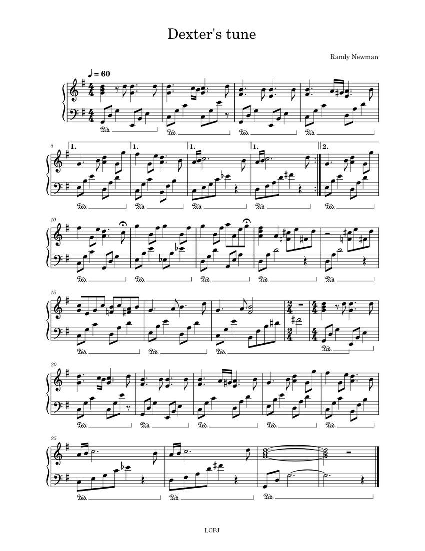 Dexter's Tune – Randy Newman Dexter's tune 楽譜 ピアノ (ソロ) easy | MuseScore.com