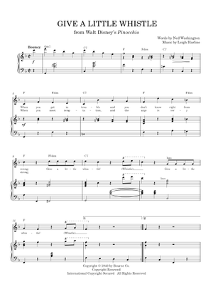 Give a Little Whistle (Lead sheet with lyrics ) 楽譜 コード付き ピアノ (ソロ) easy ...