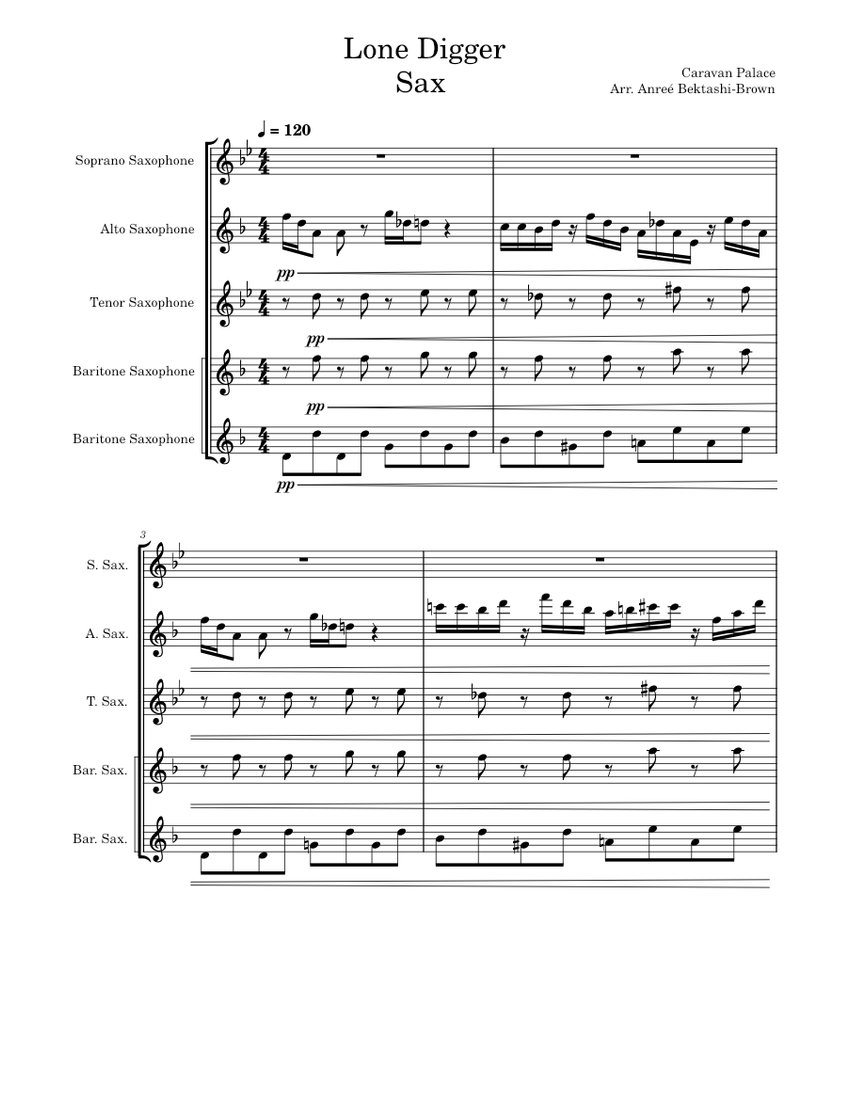Lone Digger - Caravan Palace - Sax Arrangement Sheet Music for ...