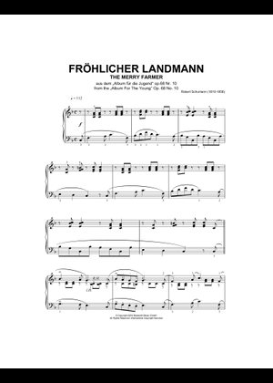 The Merry Farmer (from Album for the Young) – Robert Schumann 楽譜 ピアノ ...