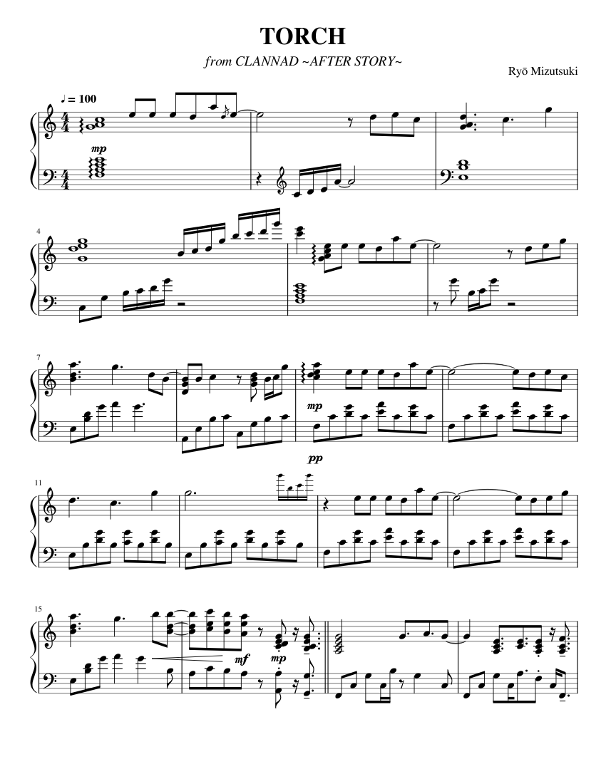 CLANNAD ~ TORCH 楽譜 ピアノ (ソロ) | MuseScore.com