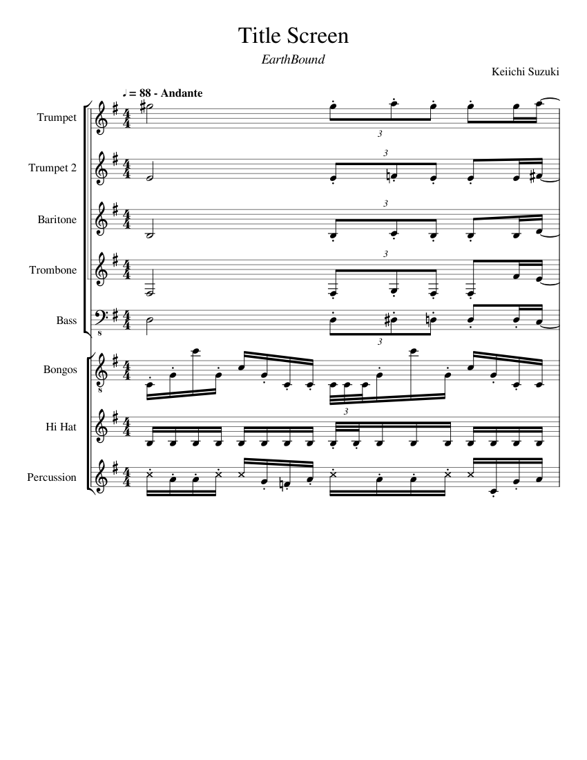 Title Screen - EarthBound Sheet Music for Piano (Mixed Ensemble ...