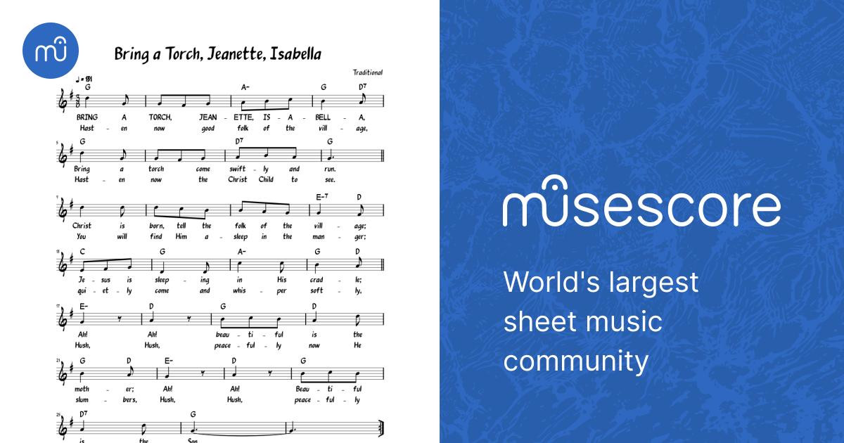 Bring a Torch, Jeanette, Isabella (Lead sheet with lyrics ) Sheet Music ...