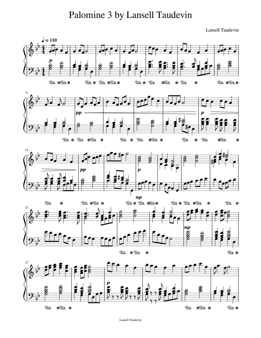 Palomine 3 by Lansell Taudevin 楽譜 ピアノ (ソロ) | MuseScore.com
