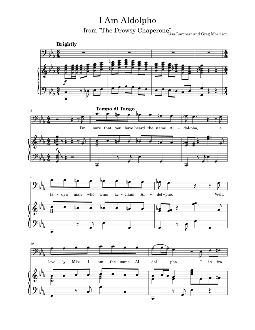 I Am Aldolpho – Lisa Lambert and Greg Morrison Sheet Music for Piano ...