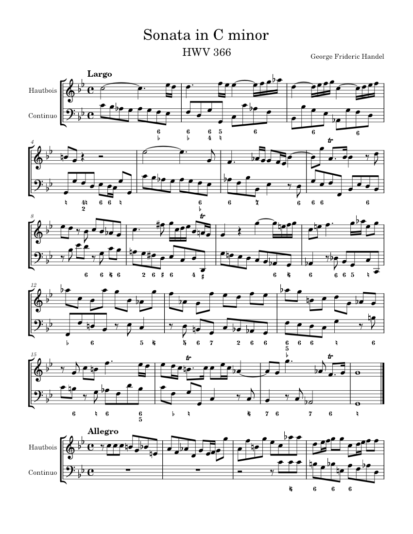 Sonata in C minor for Oboe and Basso Continuo, HWV 366 - George ...