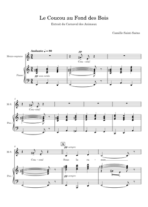 Le coucou au fond des bois - Camille Saint-Saëns 楽譜 ピアノ, シンセサイザー (混合デュオ ...