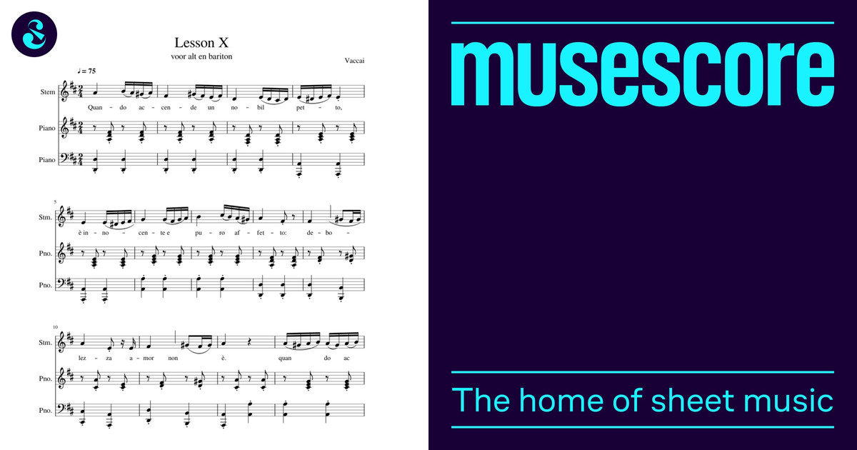Lesson X (Vaccai) 楽譜 ピアノ, ボーカル (混合トリオ) | MuseScore.com