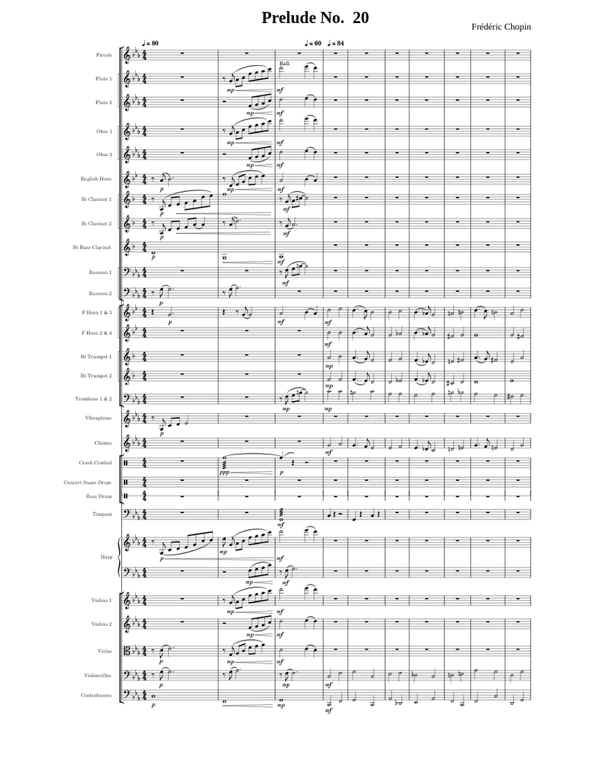 Prelude No. 20 - Frédéric Chopin Sheet Music for Trombone, Flute ...