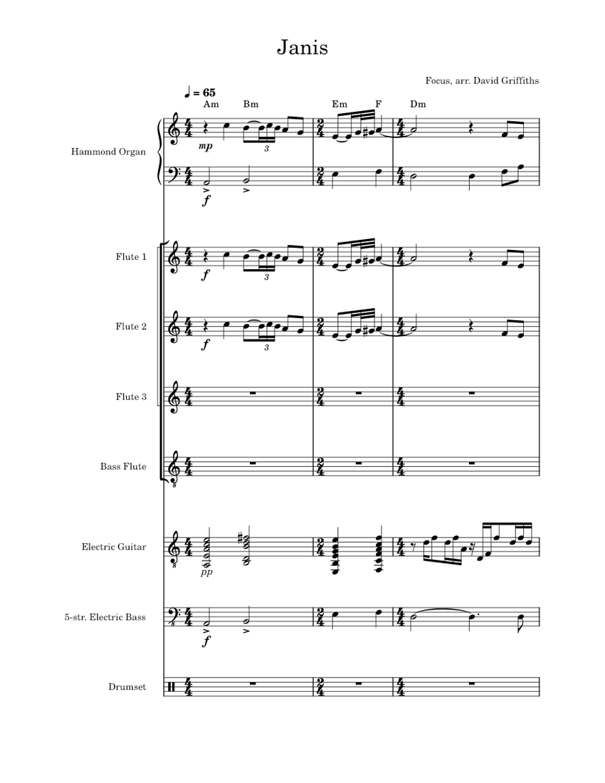 Janis - Focus Sheet Music with Chords for Organ, Flute, Guitar, Bass ...