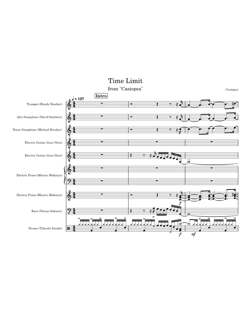 Time Limit – Casiopea (WIP) 楽譜 ピアノ, アルトサックス, テナーサックス, ギター & その他の楽器 (混合 ...