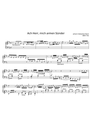 Ach Herr, mich armen Sünder Johann Christoph Bach (1642-1703) 楽譜 オルガン ...