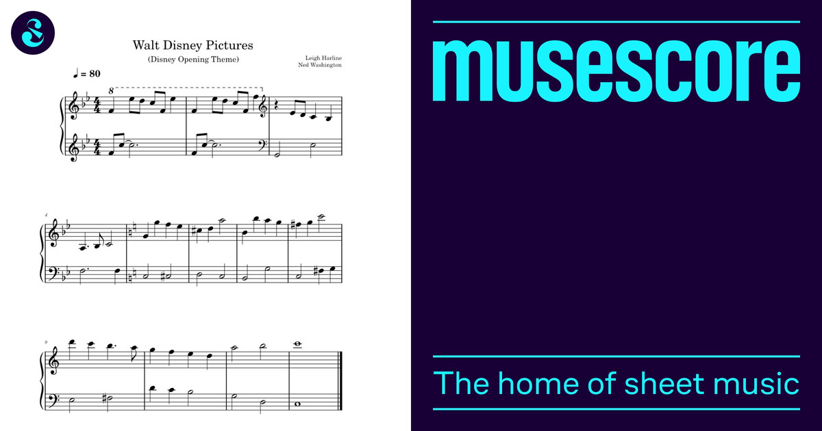 Walt Disney Pictures introduction Theme – Leigh Harline 楽譜 ピアノ (ソロ ...