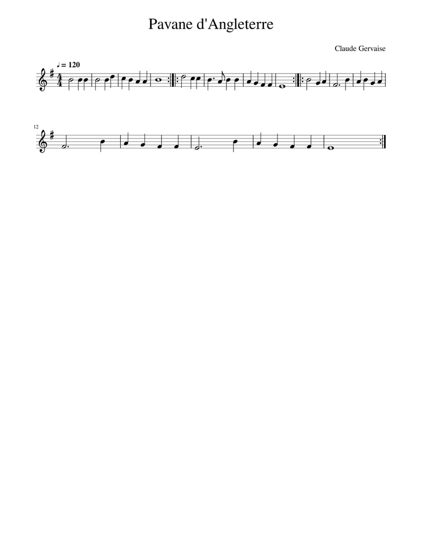Claude Gervaise - Pavane d'Angleterre 楽譜 ピアノ (ソロ) easy | MuseScore.com
