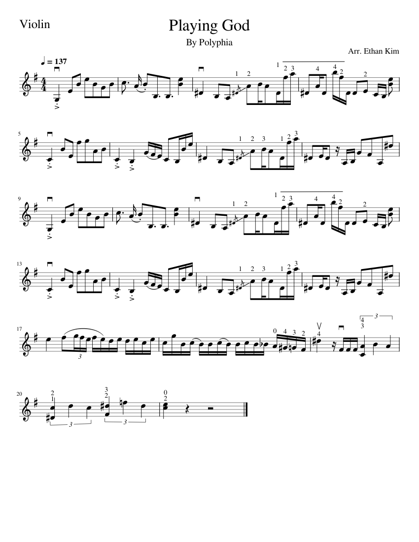 Playing God - Polyphia (WIP) 楽譜 バイオリン (ソロ) | MuseScore.com